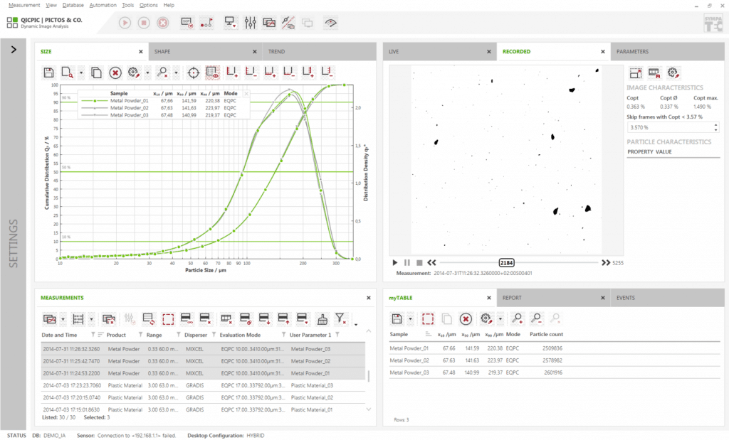 QICPIC Sympatec Software PAQXOS - dpUNION